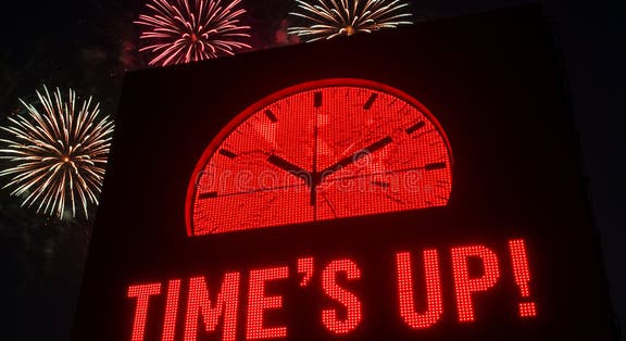 Large Digital Display with Red Text Reading "TIME S UP!" Beneath an ...