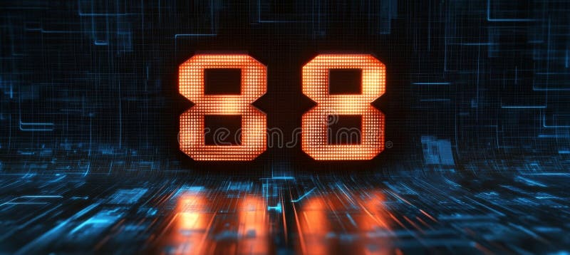 Large Digital Number 88 on Futuristic Technology Background with ...