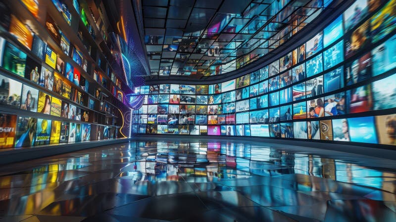 The Large Digital Screen Wall.AI Generated Image Stock Image - Image of ...