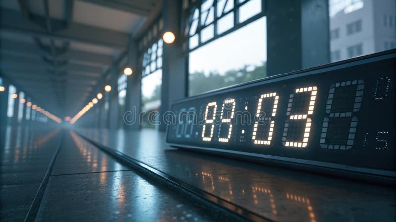 Digital Timer Showing Time and Temperature in Modern Building Stock ...