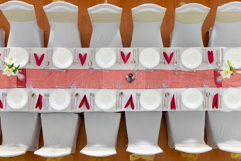 Large Dining Hall with Tables Set Up Stock Image - Image of event ...