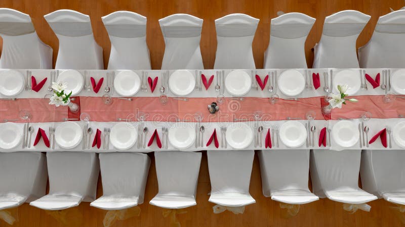 Large Dining Hall with Tables Set Up Stock Image - Image of luxury ...