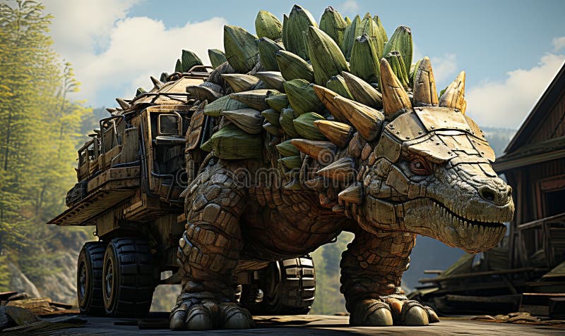 Large Dinosaur with Bananas on Its Back Stock Image - Image of jurassic ...