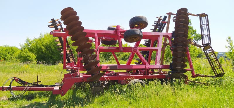 Large Disc Plough, Towing for Tractors To Plow Fields Stock Image ...