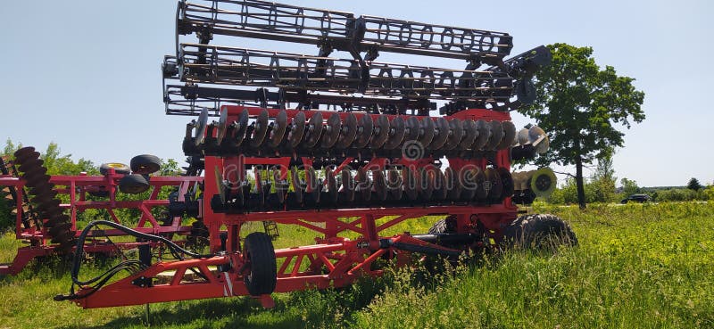 Large Disc Plough, Towing for Tractors To Plow Fields Stock Image ...