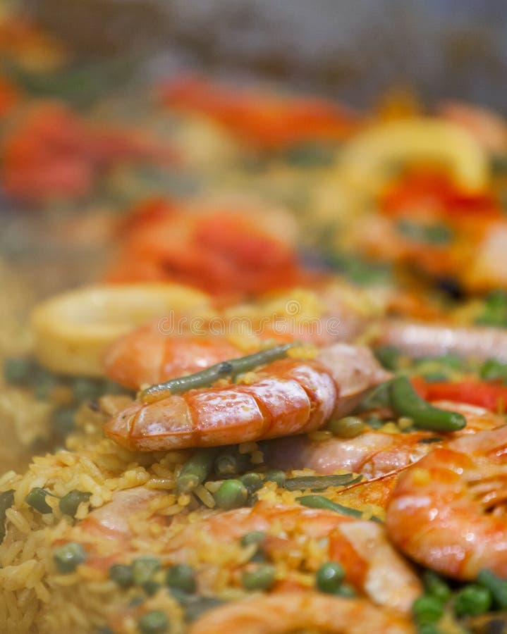 Large dish of Paella stock image. Image of upplands, fish - 92495207