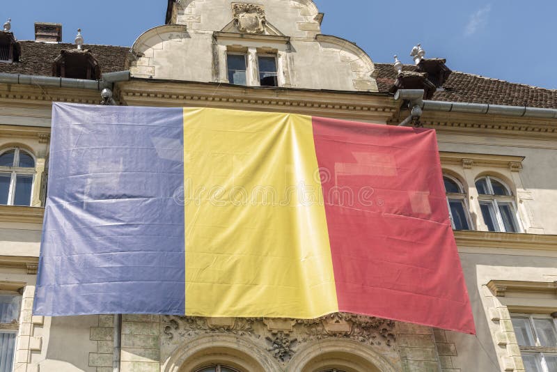 Large Display of the Romania Flag Stock Photo - Image of independence ...