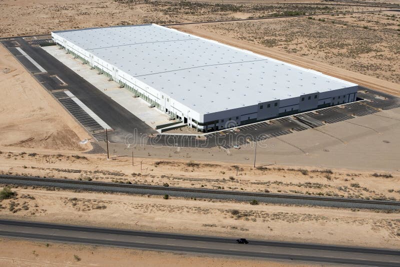 Large Distribution Warehouse Stock Image - Image of receiving, curb ...