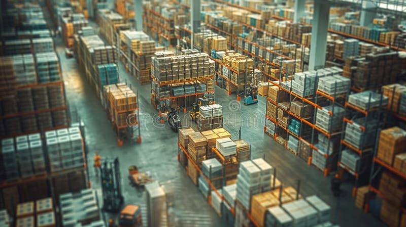 Large Distribution Warehouse, Complex Layout of Aisles, Shelves and ...