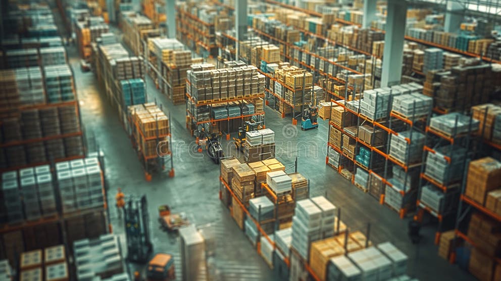 Large Distribution Warehouse, Complex Layout of Aisles, Shelves and ...