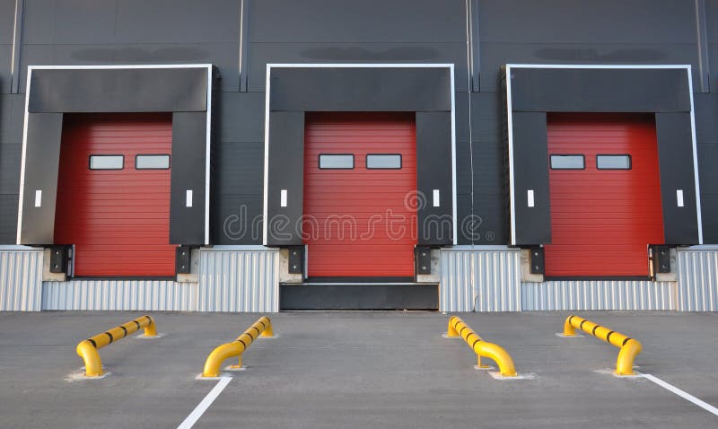 A Large Distribution Warehouse with Gates for Loading Goods Stock Image ...