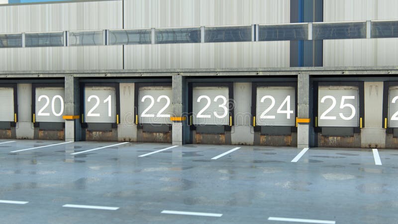 A Large Distribution Warehouse with Gates for Loading Goods Stock Photo ...