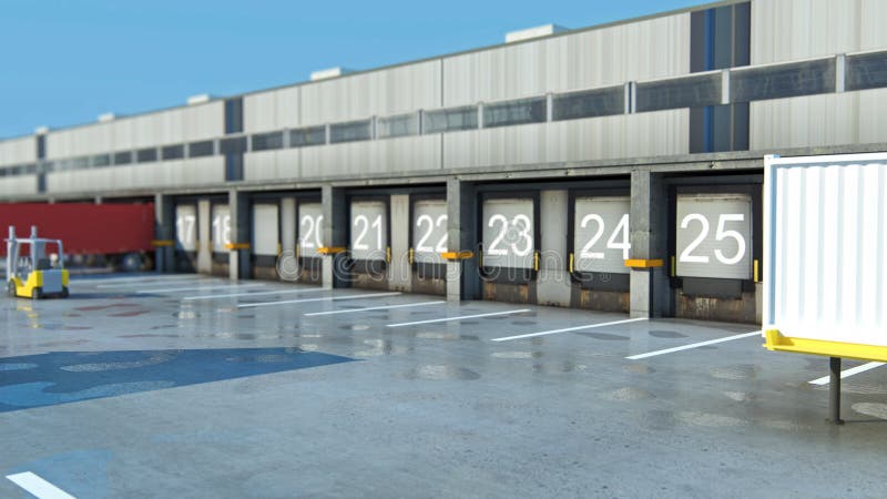 A Large Distribution Warehouse with Gates for Loading Goods Stock Image ...