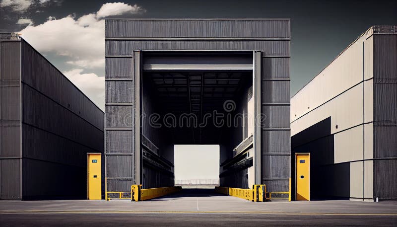 Large Distribution Warehouse with Gates for Loading Goods Stock ...