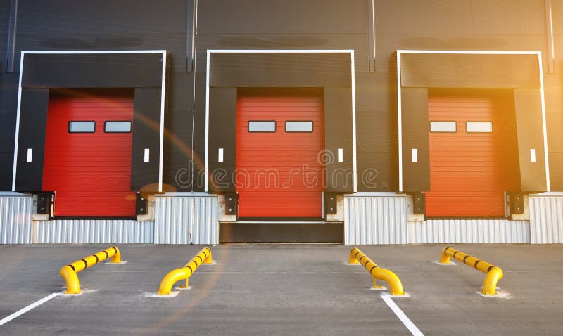 A Large Distribution Warehouse with Gates for Loading Goods Stock Image ...
