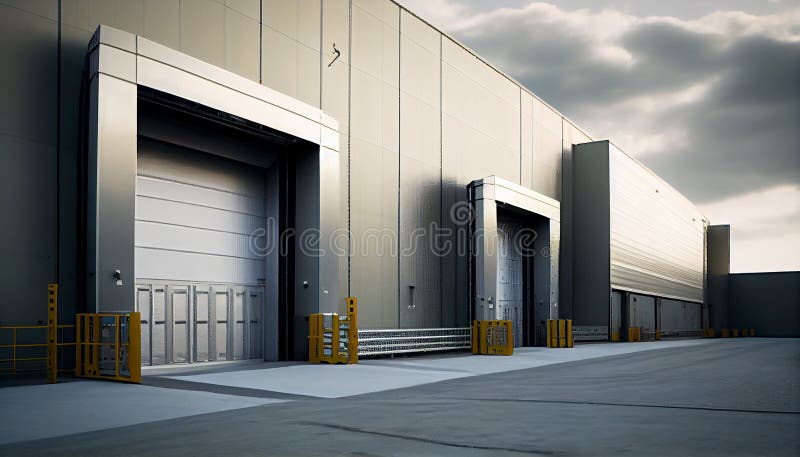 Large Distribution Warehouse with Gates for Loading Goods Stock ...