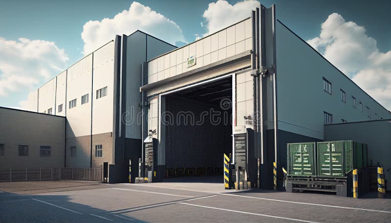Large Distribution Warehouse with Gates for Loading Goods Stock ...