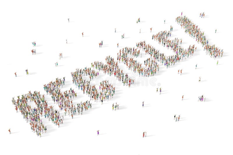 Large and Diverse Group of People Gathered Together in the Shape Stock ...