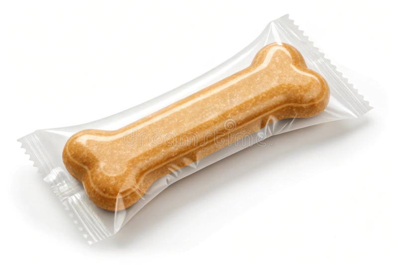 Large Dog Bone Treat Wrapped in Transparent Packaging for Pet Enjoyment ...
