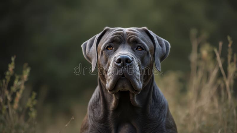 A Large Dog Sitting in a Field of Tall Grass Stock Photo - Image of ...