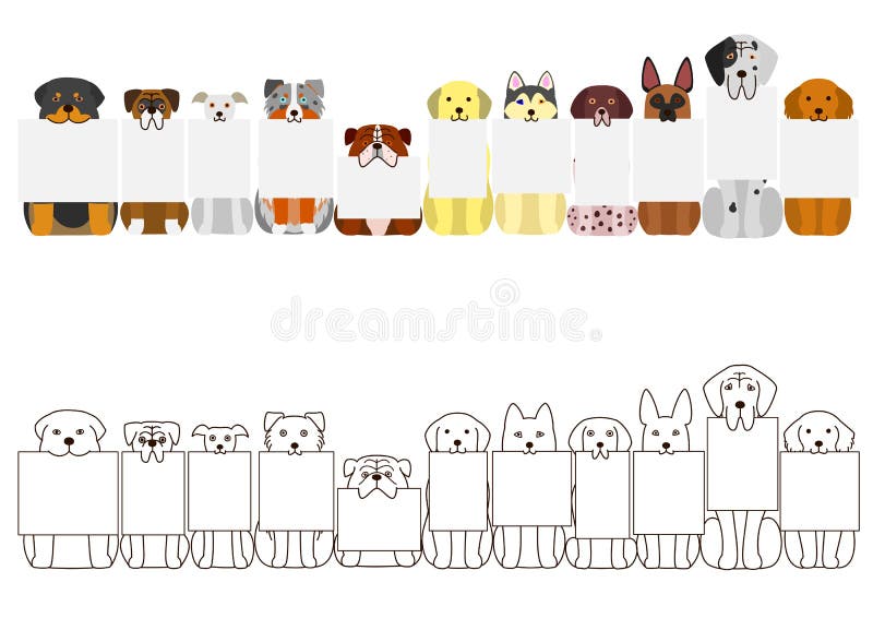 Large Dogs Border Set, with Small Blank Card Stock Vector ...