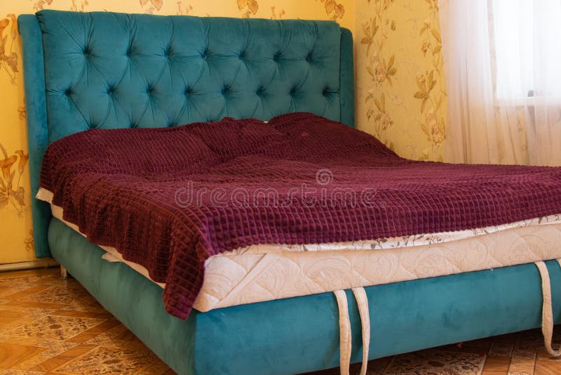 Large Double Bed in the Bedroom Stock Image - Image of hotel, home ...