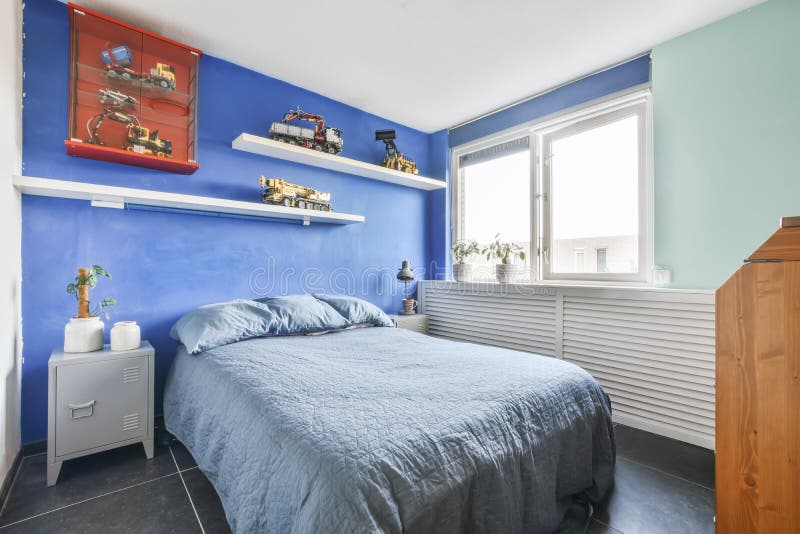 Large Double Bed in Bedroom Stock Image - Image of contemporary, design ...