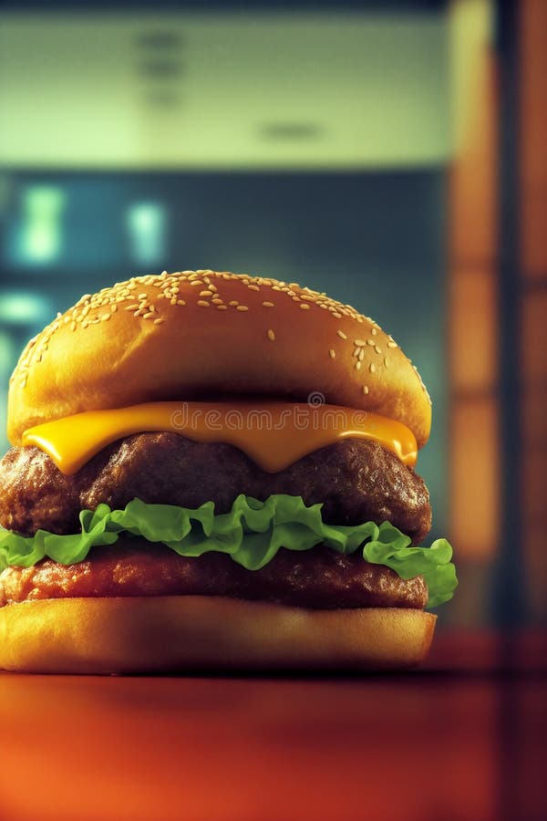 Large double cheeseburger stock photo. Image of meat - 269189690