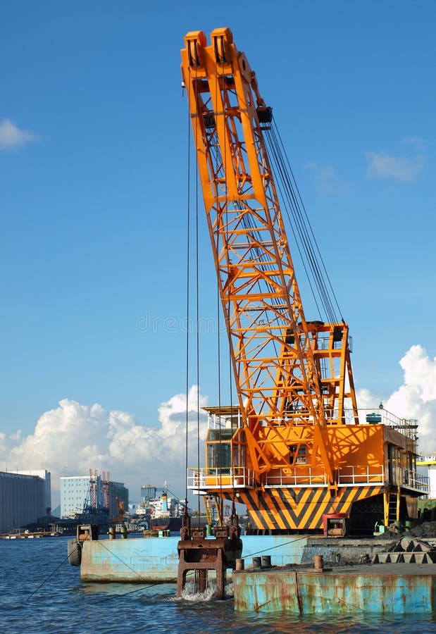 Large Dredging Crane with Scoop Stock Photo - Image of crane, yellow ...