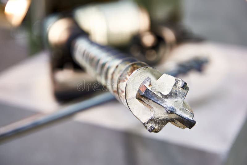 Large Drill Bit for Concrete Stock Image - Image of long, grey: 103963663