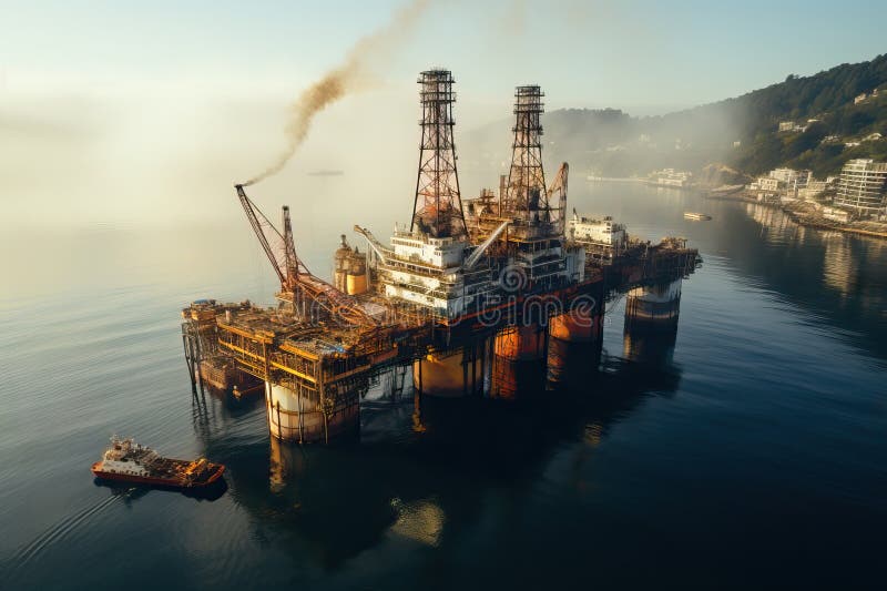 Large Drilling Platform in the Sea, Hydraulic Drilling Rig. Stock Image ...