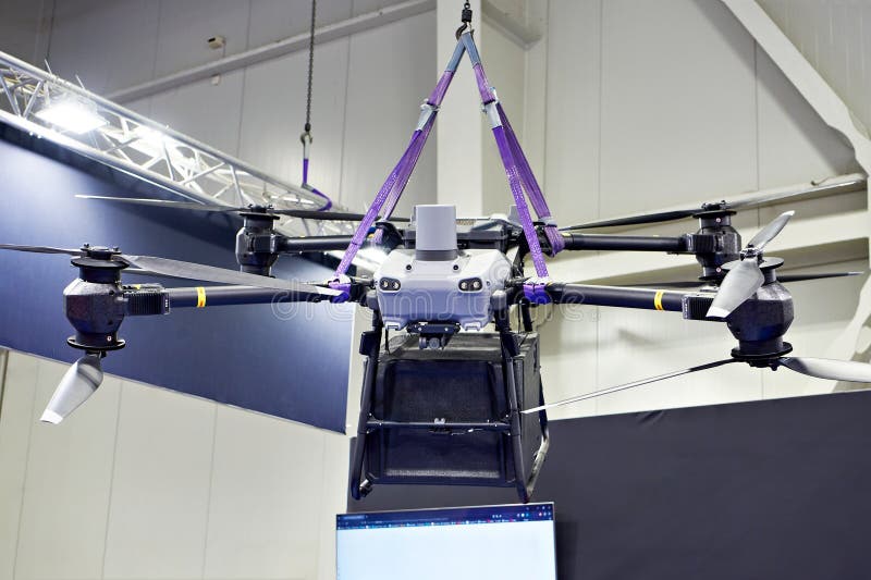 Large UAV quadcopter stock image. Image of copter, remote - 340957103