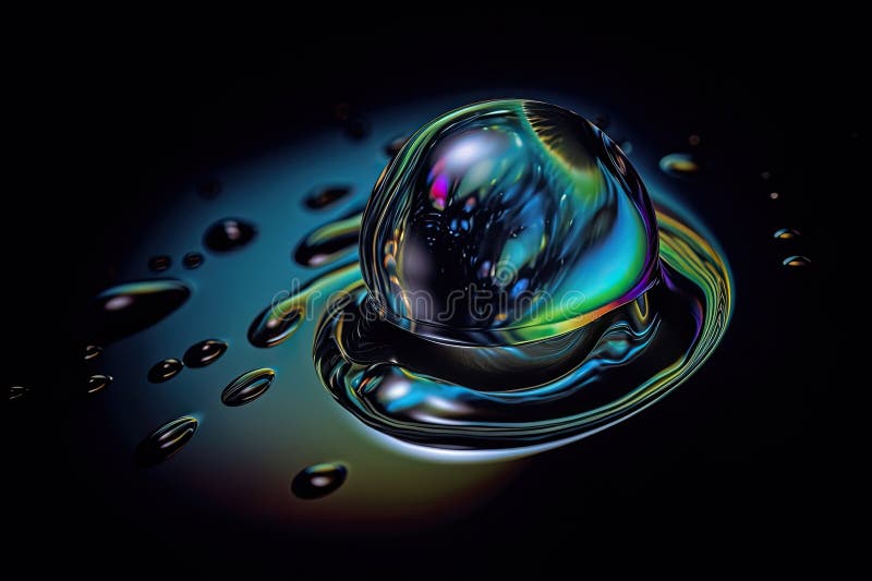 A Large Drop of Colored Liquid on a Black Background. Generative AI ...