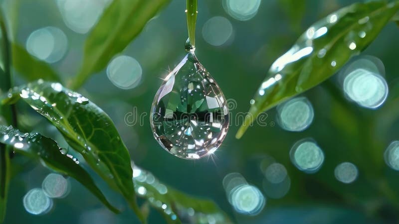 A Large Drop of Dew among the Grass Stock Illustration - Illustration ...