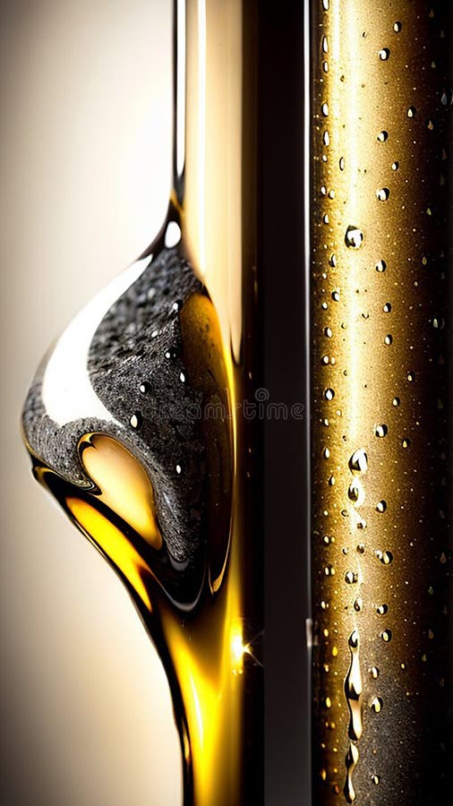 A Large Drop of Molten Liquid Gold Flows Down the Wall. Wallpaper ...