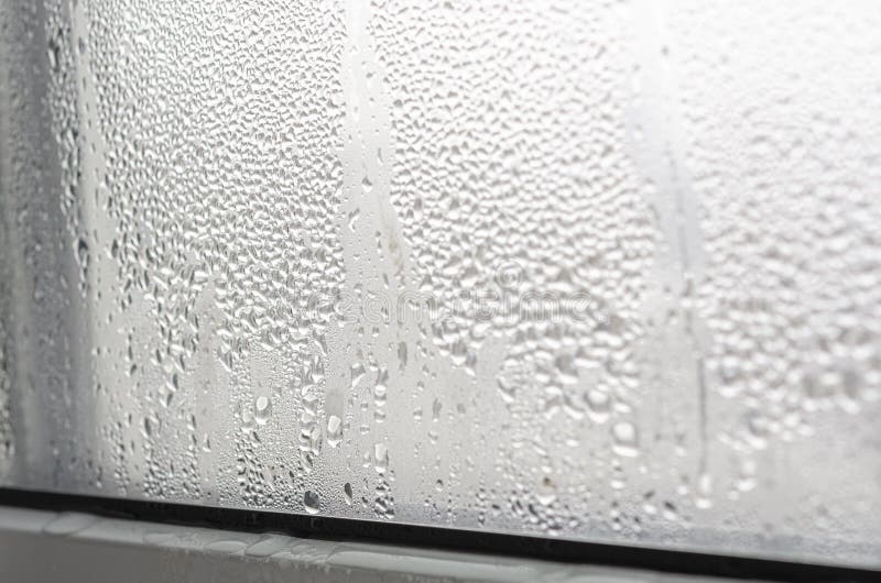 Large Drops of Condensate on a Metal-plastic Window. Stock Image ...