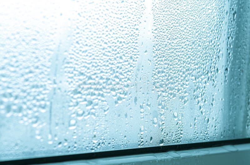 Large Drops of Condensate on a Metal-plastic Window. Stock Image ...