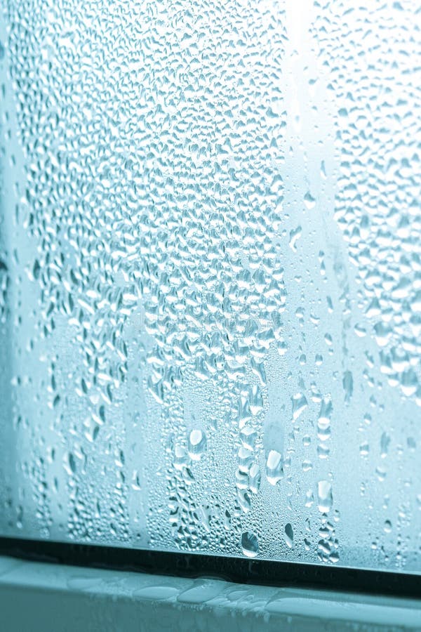 Large Drops of Condensate on a Metal-plastic Window. Stock Image ...