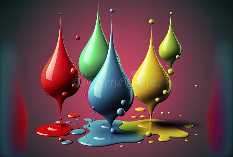 Large Drops of Multi-colored Paint, Abstract Art Background, Drops of ...