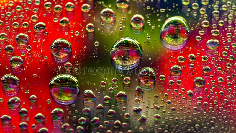 Large Drops of Water. Abstract Wet Background. Colored Macro Texture ...