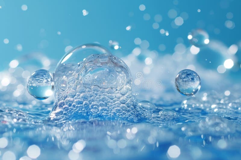 Large Drops of Water Splash in the Air. Bubbles of Fresh Water Droplets ...