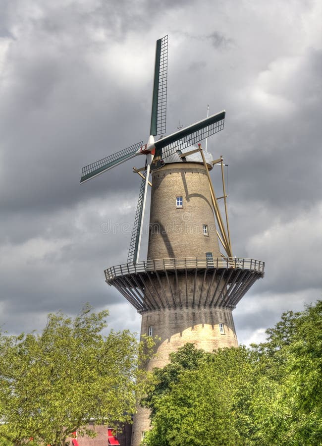 Large Dutch Windmill stock image. Image of holland, landmark - 34755953
