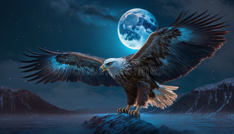 Eagle Blue Moon An Eagle Flying By The Moon This Morning. A Good Omen,