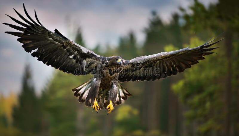 A Large Eagle is Flying through the Air with Its Wings Spread Wide ...