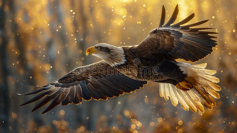 A Large Eagle is Flying through the Air with Its Wings Spread Wide ...