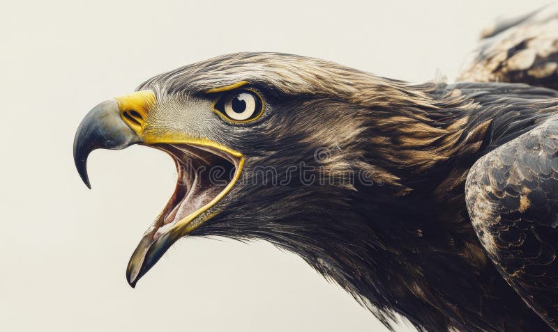 A Large Eagle with Its Mouth Open Stock Image - Image of large, prey ...