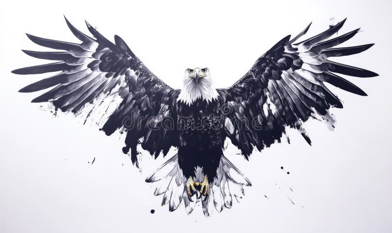 A Large Eagle with Its Wings Spread Out Stock Illustration ...