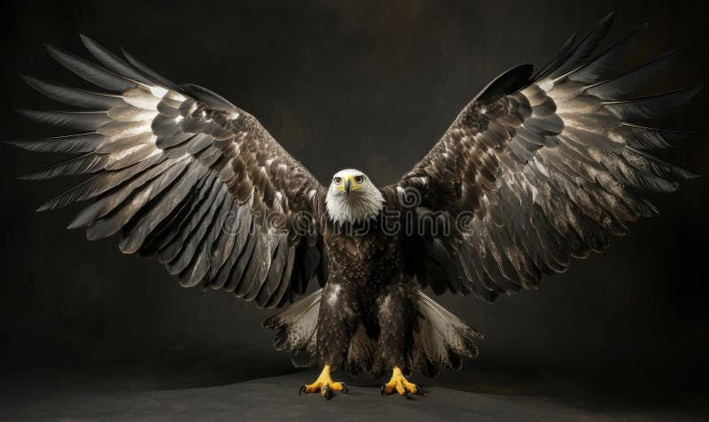 A Large Eagle with Its Wings Spread Out Stock Image - Image of brown ...