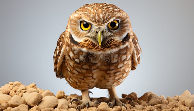 Large Eagle Owl Perching, Staring with Intense Animal Eye Generated by ...
