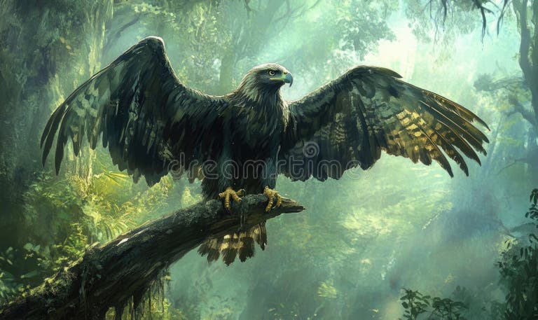 A Large Eagle is Perched on a Tree Branch Stock Photo - Image of hunter ...
